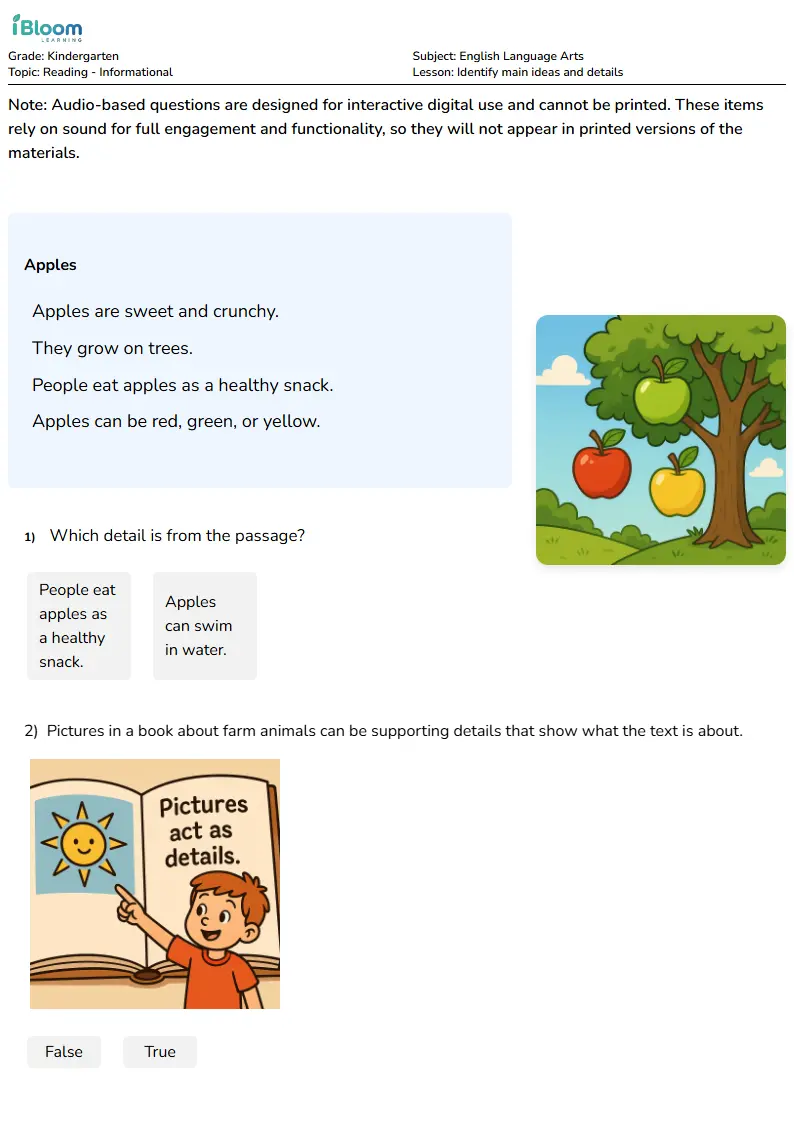Grade 2 Main Idea And Details Worksheets | iBloom