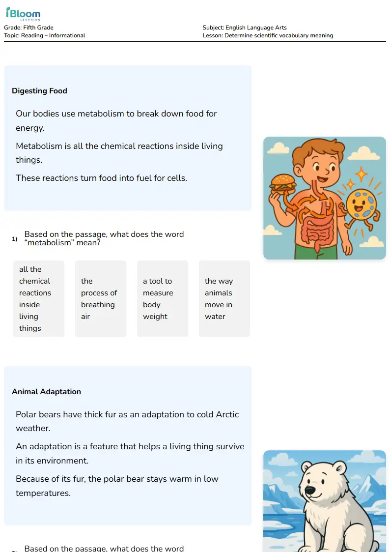 Reading Comprehension Worksheets Grade 4 | iBloom