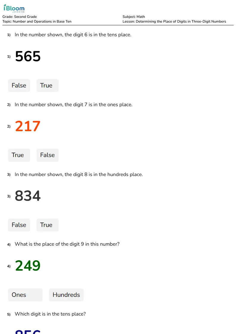 Three-Digit Place Value Worksheets Grade 2 | iBLOOM Learning